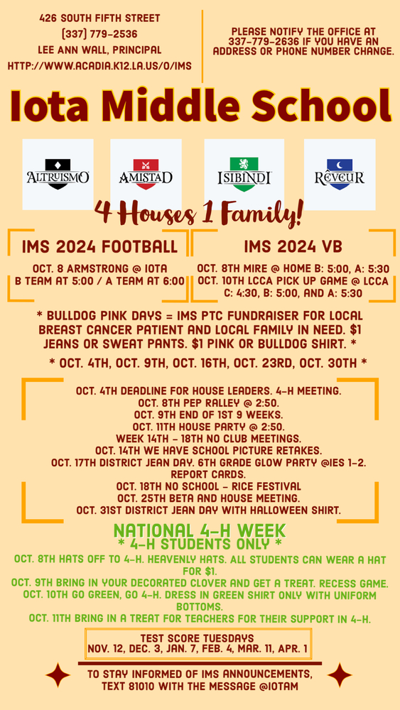 October 2024 Newsletter | IOTA MIDDLE SCHOOL