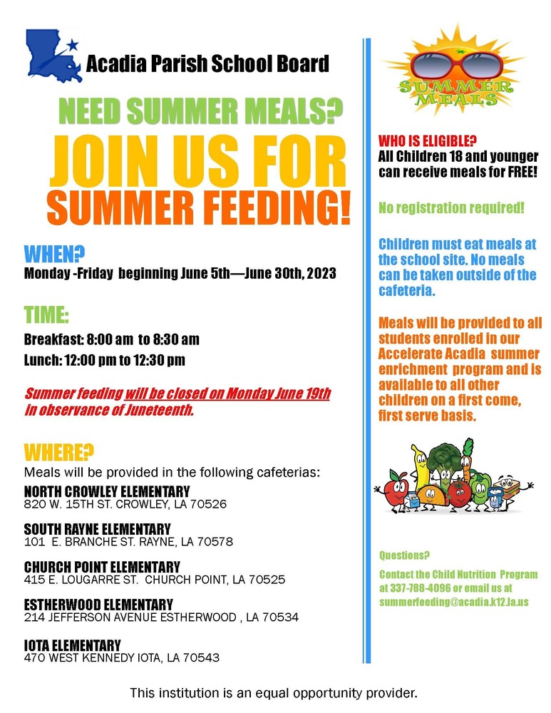 Summer Feeding Program | BRANCH ELEMENTARY SCHOOL