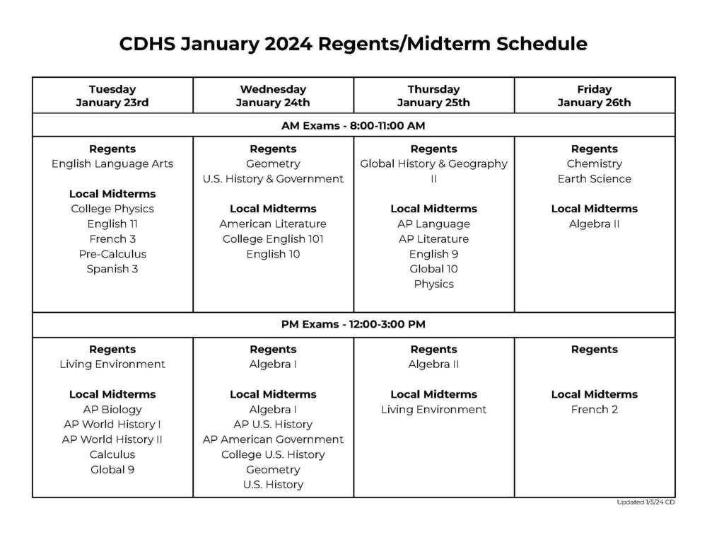 CDHS 2023 24 Regents Midterm Exam Schedule Cairo Durham Central CDHS 2023 24 Regents Midterm Exam Schedule Cairo Durham Central