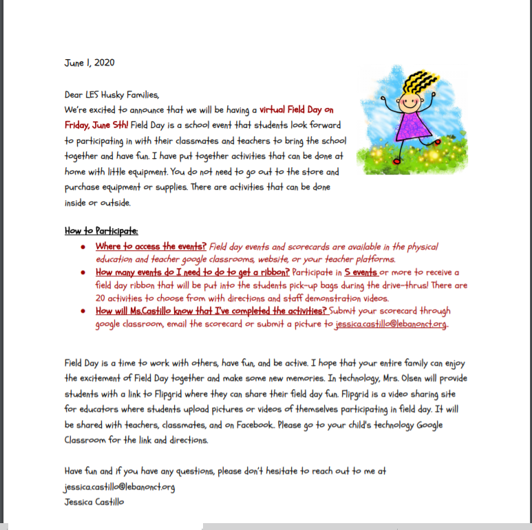 Field Day Letter at Jackie Proctor blog