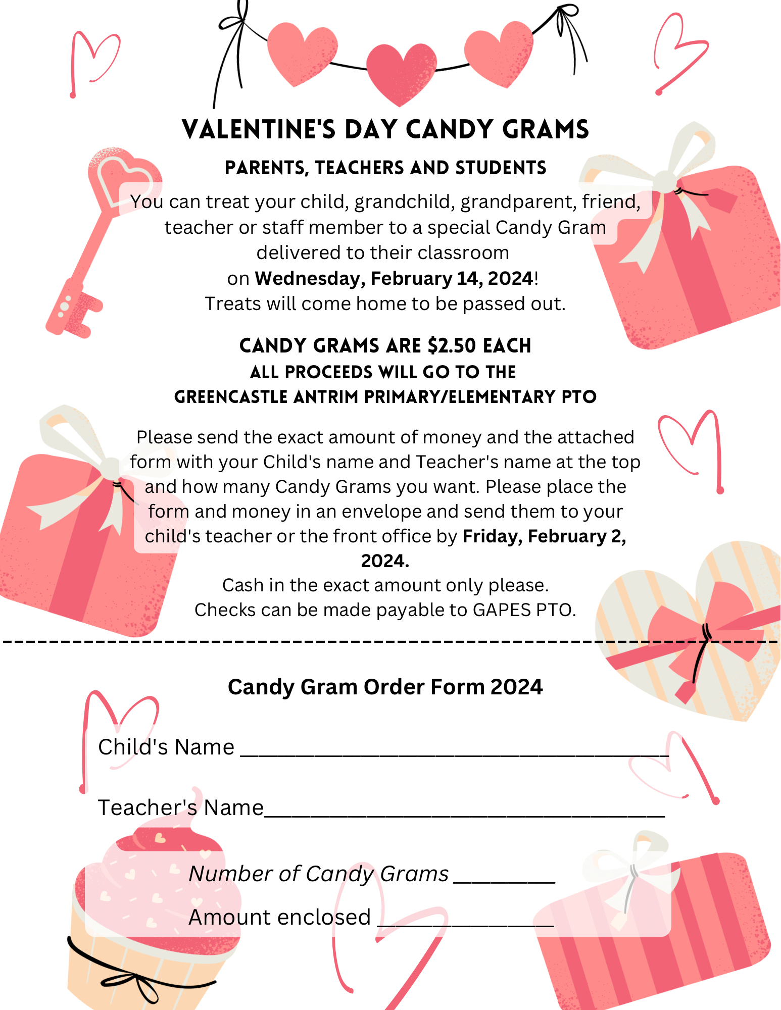 Valentine's Day Gram Order Form Valentine’s Day Candy Gram Fundraiser ...