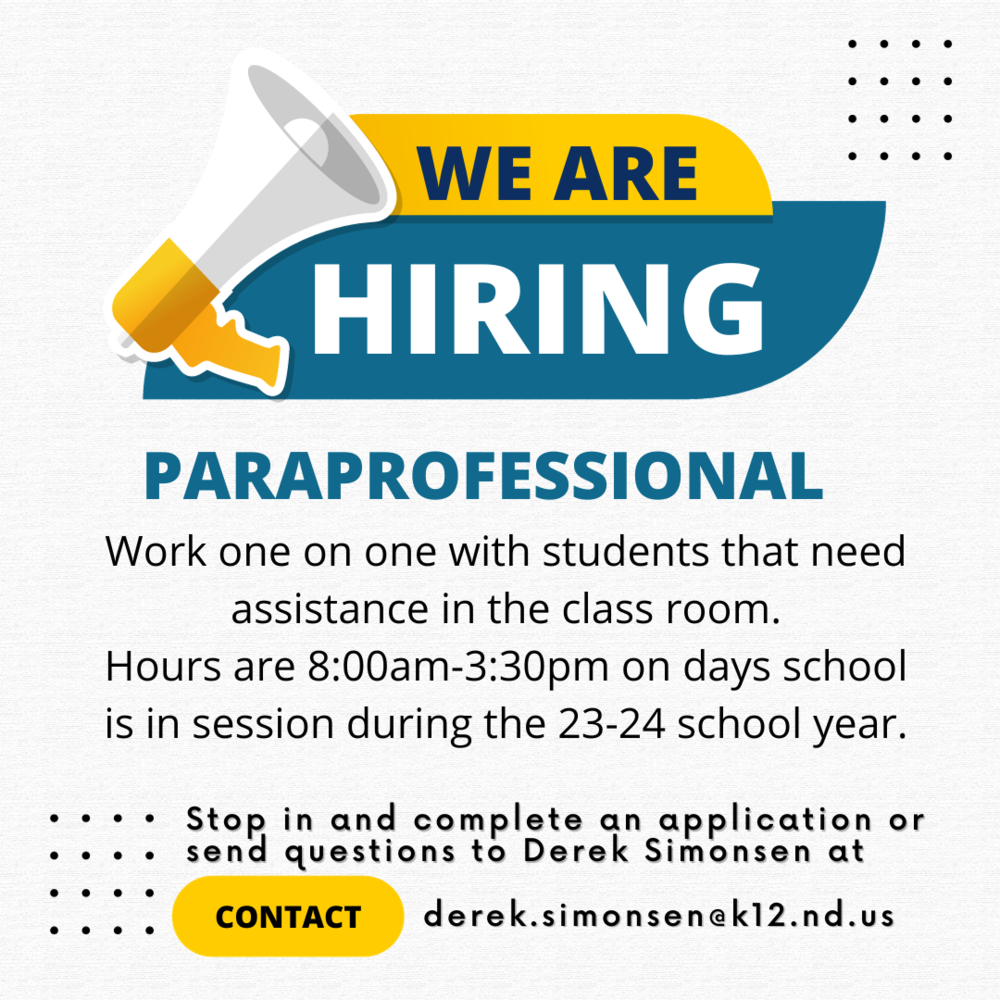 We Are Hiring Paraprofessional Griggs County Central School District