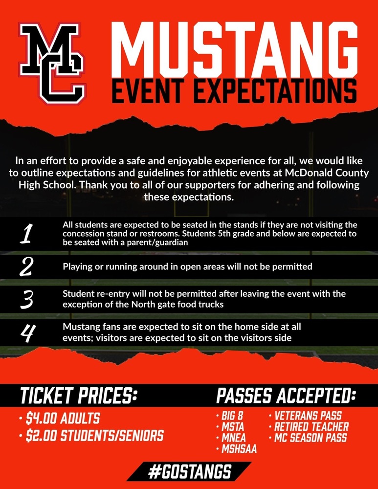Mustang Event Expectations | McDonald County R1 School District