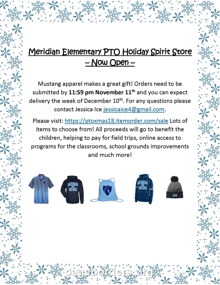 PTO Holiday Online Store | Meridian Elementary School