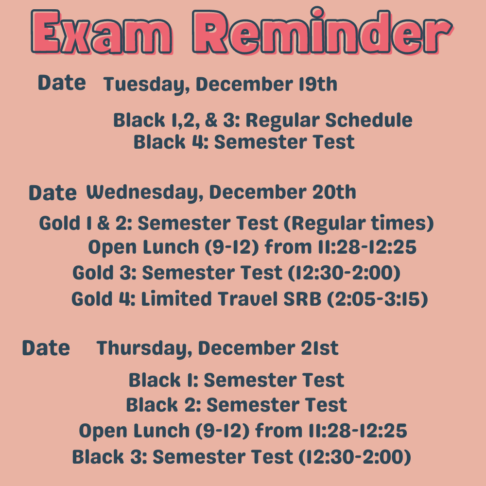 Semester Test Schedule Mitchell High School