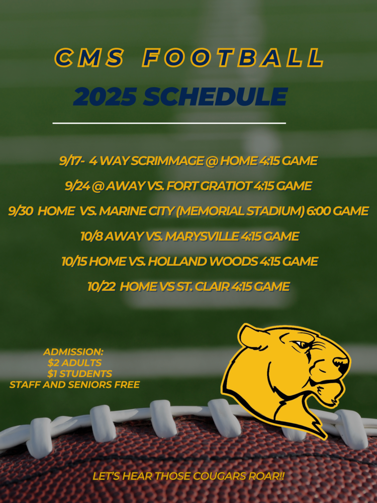 CMS Football Schedule 2025 | Central Middle School