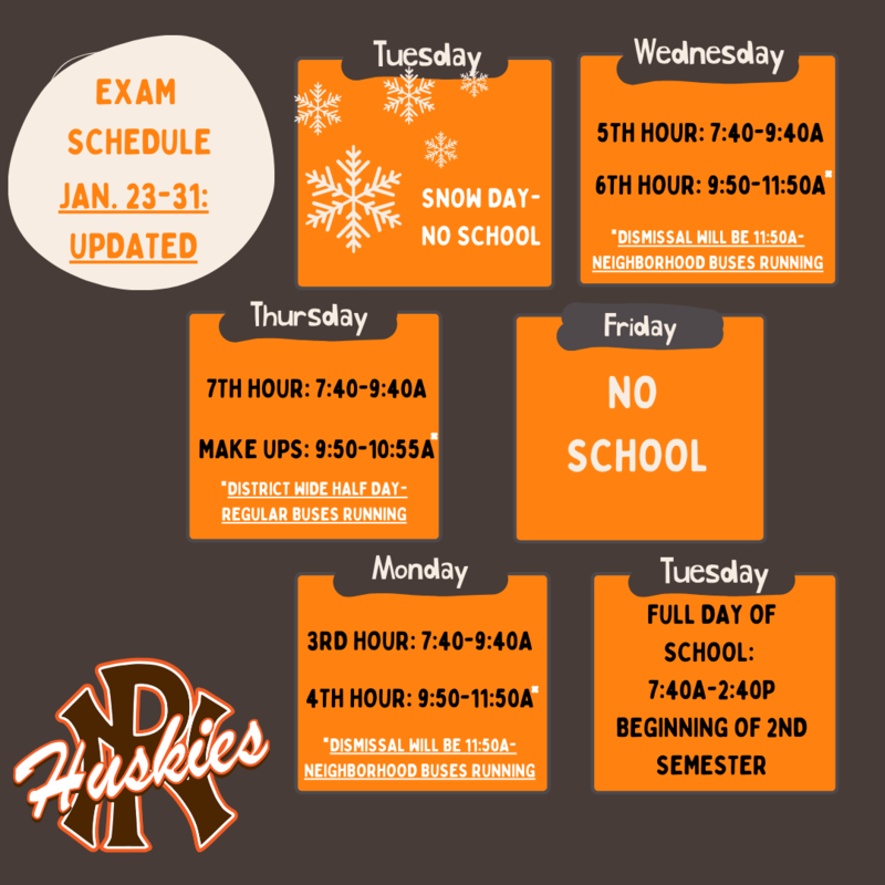 EXAM WEEK SCHEDULE JANUARY 2024 Portage Northern High School EXAM WEEK SCHEDULE JANUARY 2024 Portage Northern High School