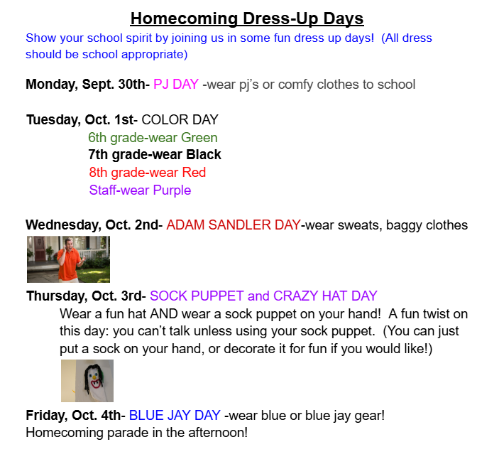 NMS 2024 Homecoming Dress Up Days | Nikolay Middle School