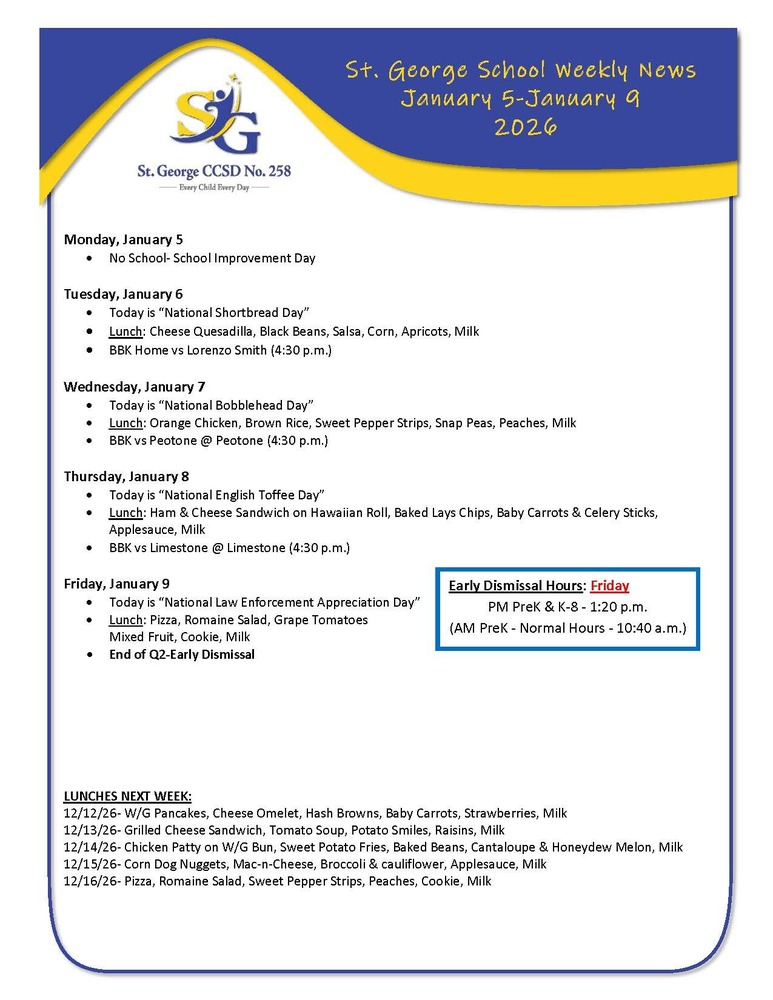 Weekly Newsletter 0102 2026 | St. George CCSD No. 258