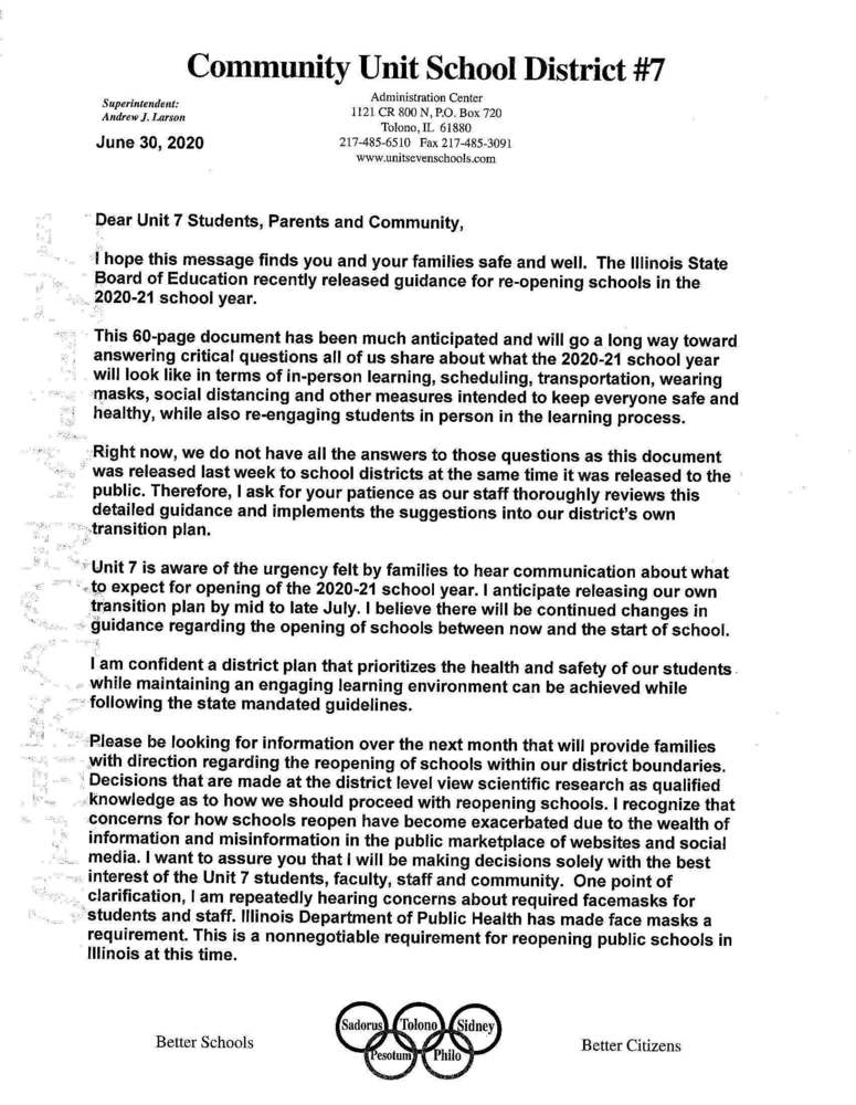 Letter From The Superintendent Unity East Elementary Letter From The Superintendent Unity East Elementary