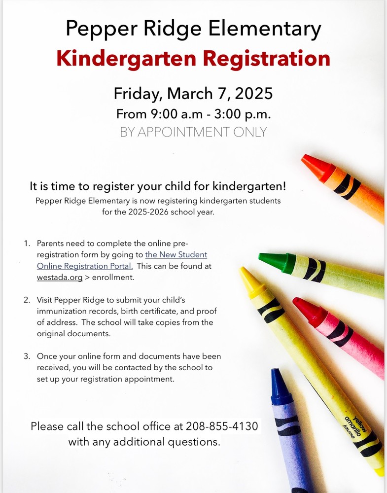 Kindergarten Registration | Pepper Ridge Elementary
