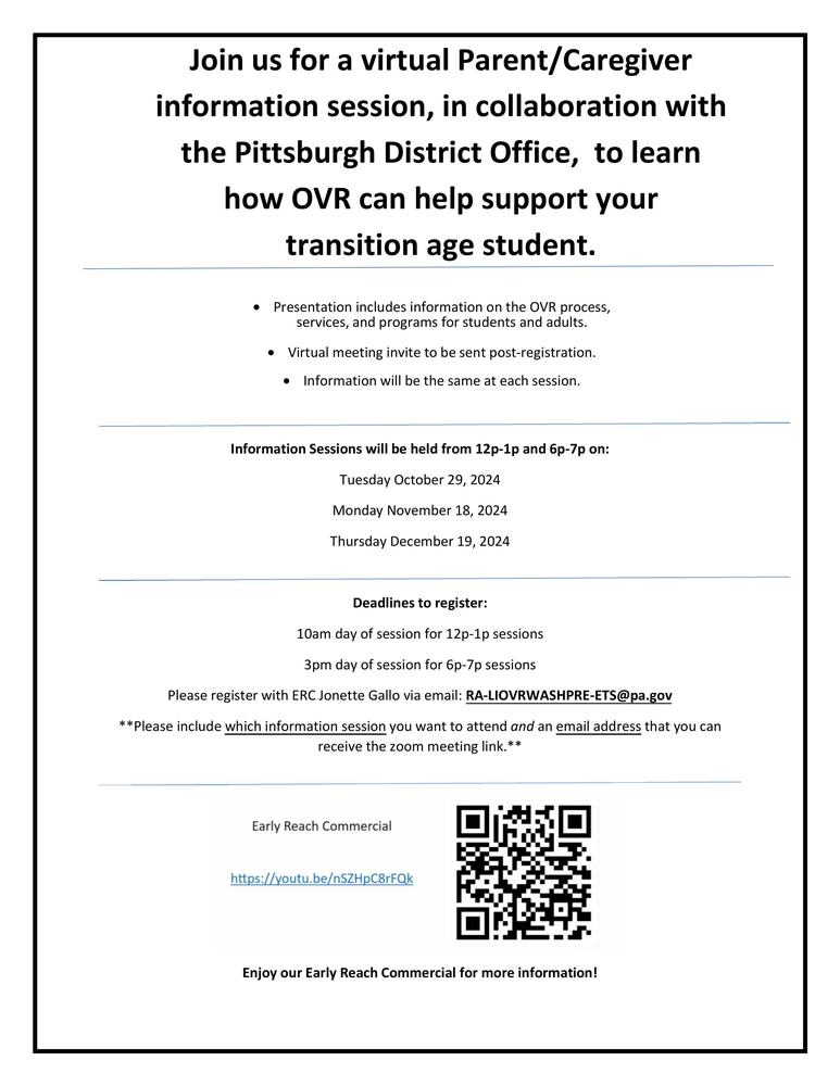 OVR Parent Caregiver Session West Greene School District OVR Parent Caregiver Session West Greene School District