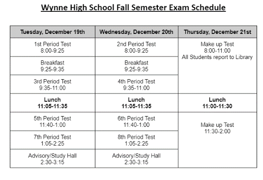 Semester Exam Schedule | Sr. High School